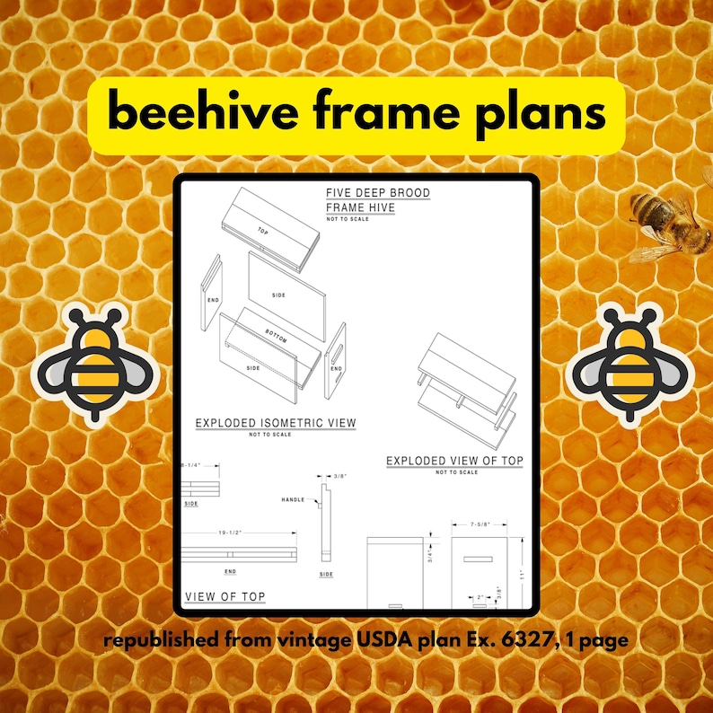 Vintage Beehive Frame Plans downloadable PDF File, 1-page, Republished ...