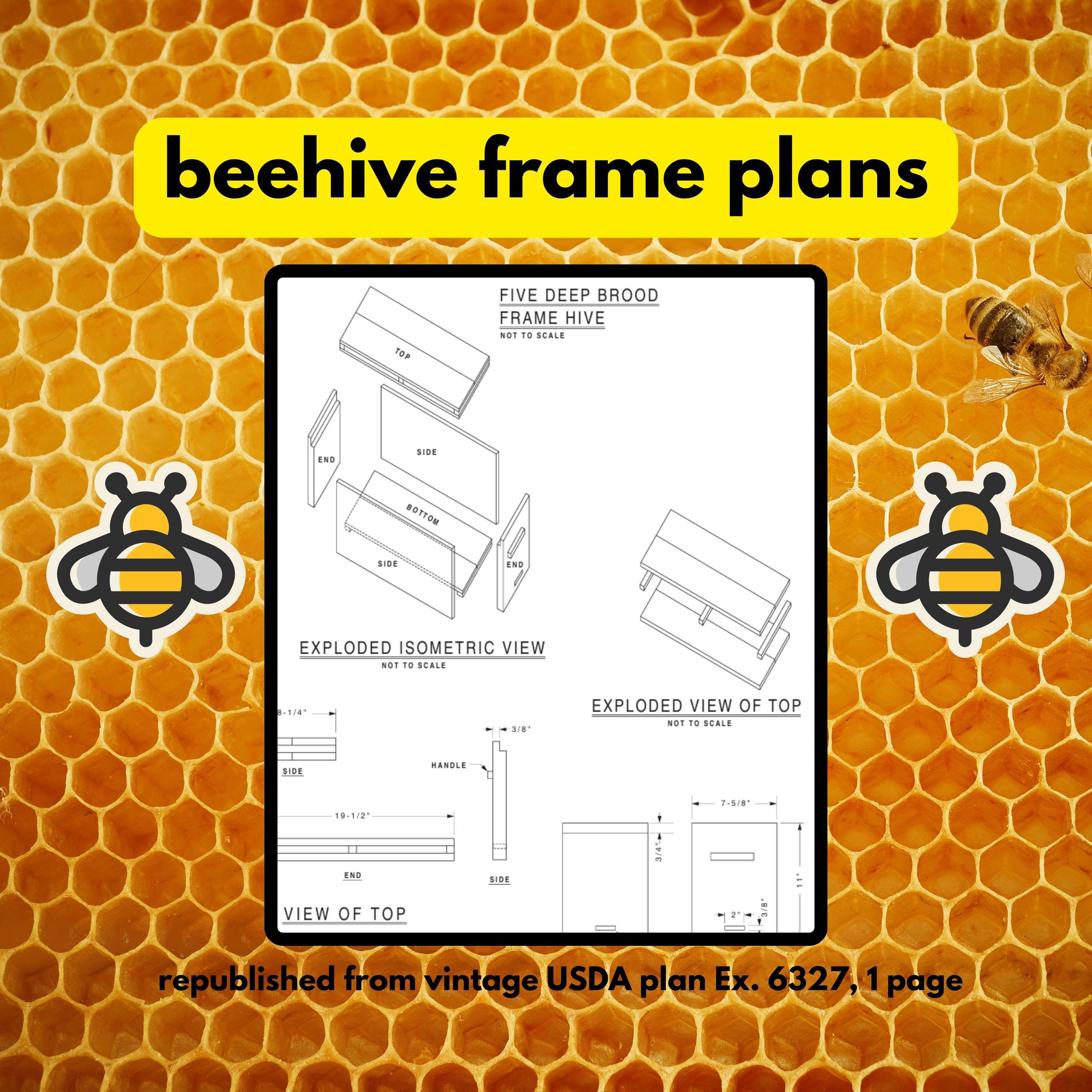 Vintage Beehive Frame Plans downloadable PDF File, 1-page, Republished ...