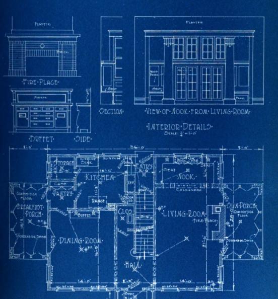 7-room Colonial House Blueprint (PDF File, Instant Download, 4 Pages ...