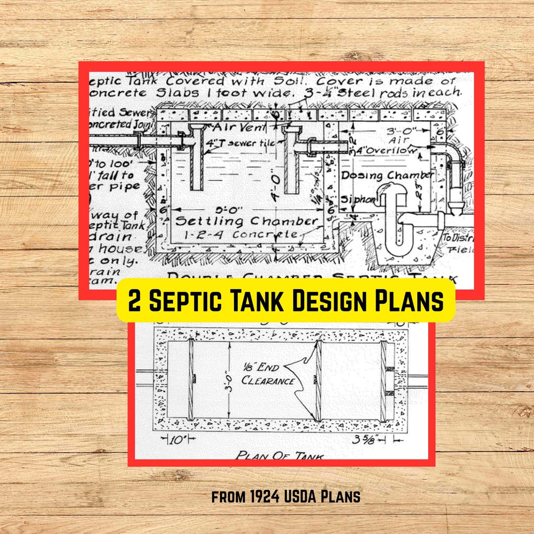2 Septic Tank Design Blueprint Plans (PDF File, 2 Separate Blueprints ...