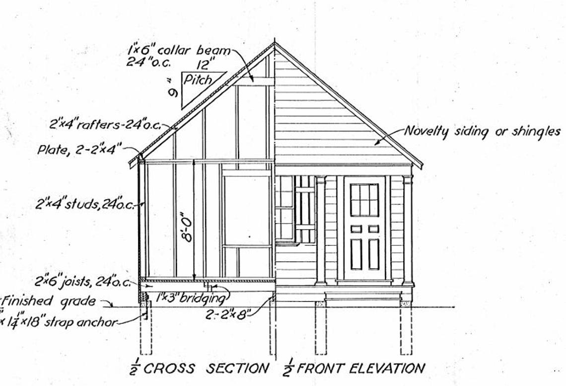Tiny Cabin Blueprint, 18'x22' (downloadable PDF File, 1-page Blueprint ...