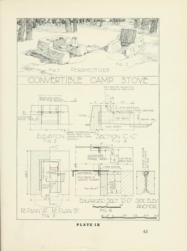 16 Vintage Outdoor Fireplace & Camp Stove Plans (PDF Instant Download ...