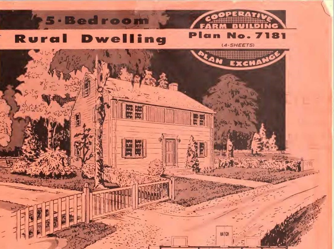 Vintage 5 Bedroom Rural House Blueprint / Floorplan PDF, 5 BDR, 3 Bath ...