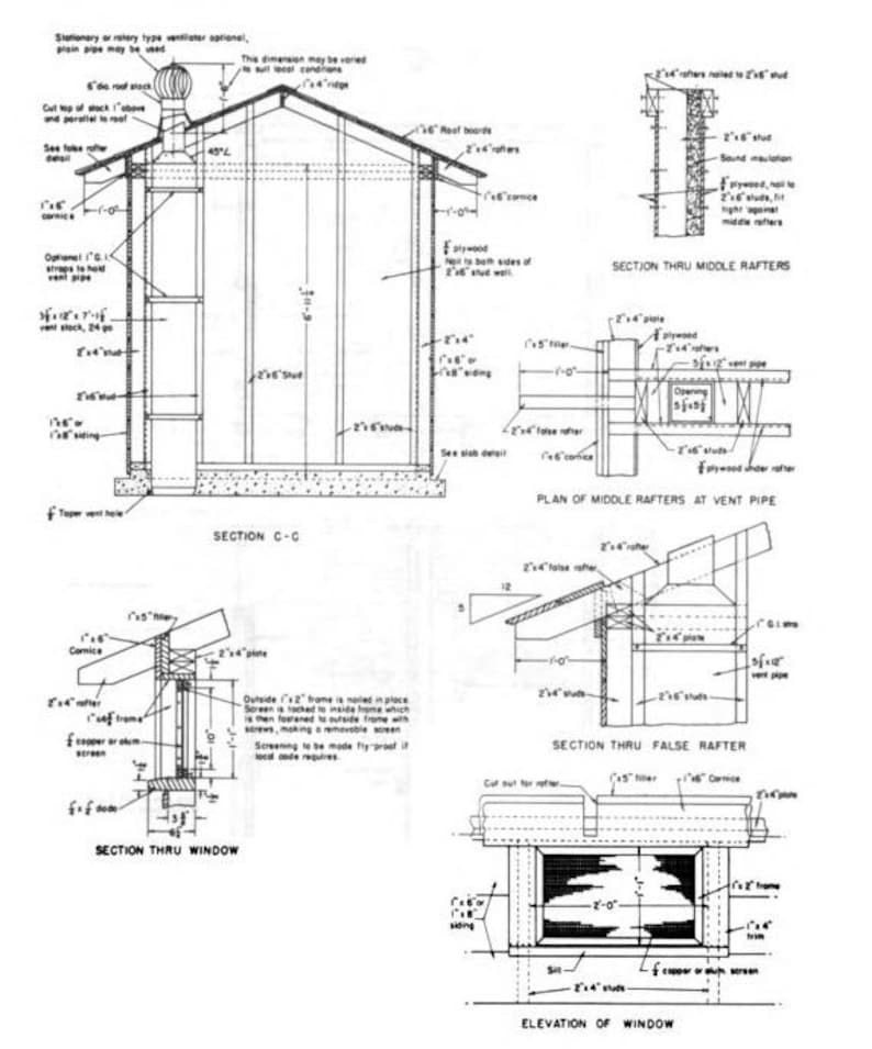 Double Stall Outhouse /two Seat House Plans (PDF, Instant Download ...