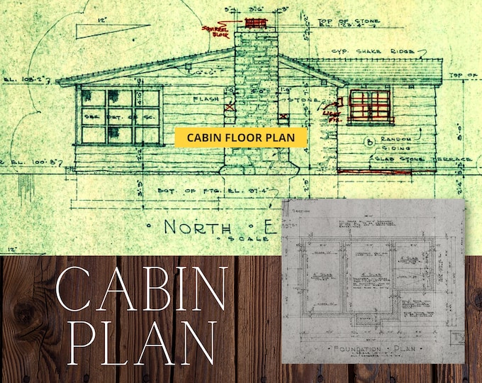 Vintage Cabin Plan PDF, 32' X 18', 575 Sf, Cabin Blueprint, DIY Cabin ...