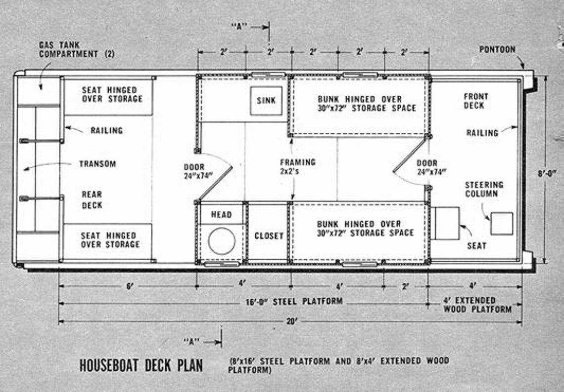 Vintage Pontoon Houseboat Plans (PDF File, 4 Pp., Diagrams ...