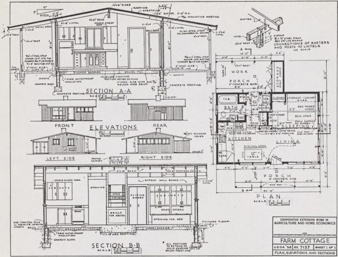 Vintage Tiny Home Blueprint, 18’x26’ Small Cabin (PDF File, Instant ...