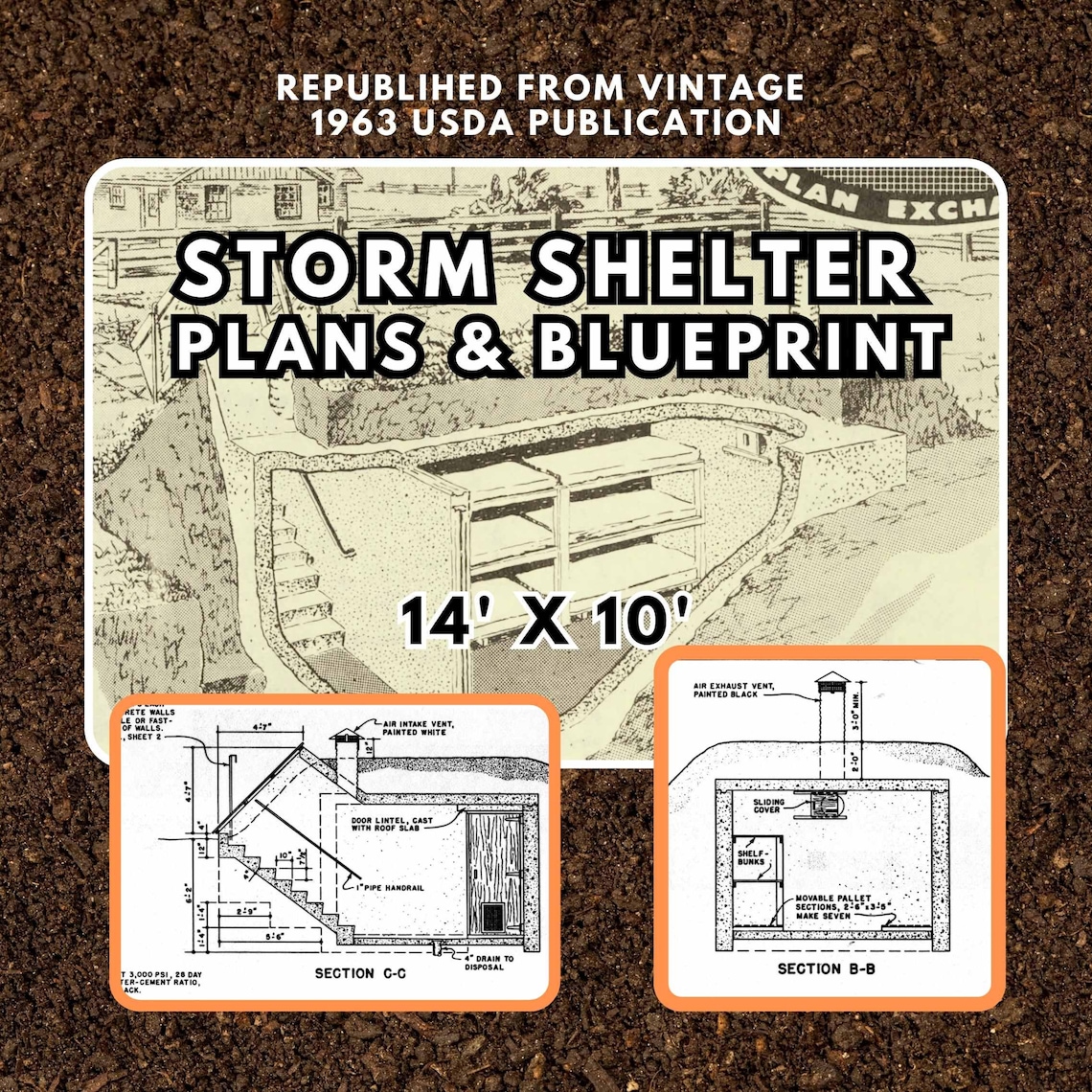 Vintage Storm Shelter Plans & Blueprint (PDF Instant Download, 3 Pp ...