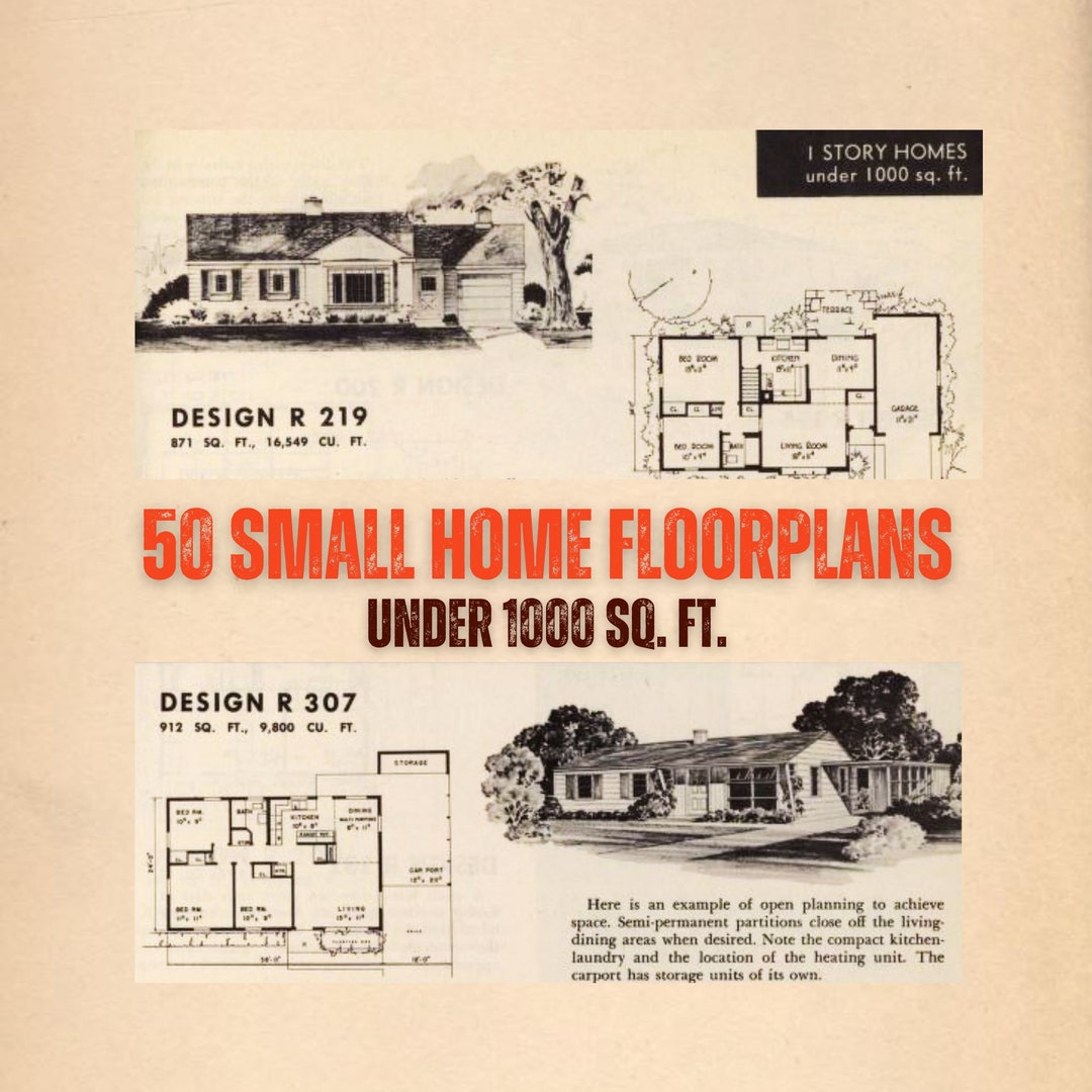 50 Small Home Floorplans (pdf Electronic File, Downloadable, Printable ...