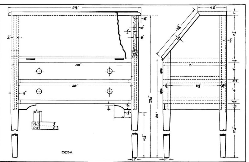 Vintage Desk Building Plans, 10 Woodworking Designs/blueprints PDF ...