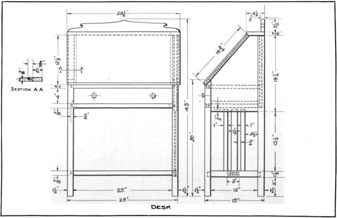 Vintage Desk Building Plans, 10 Woodworking Designs/blueprints PDF ...