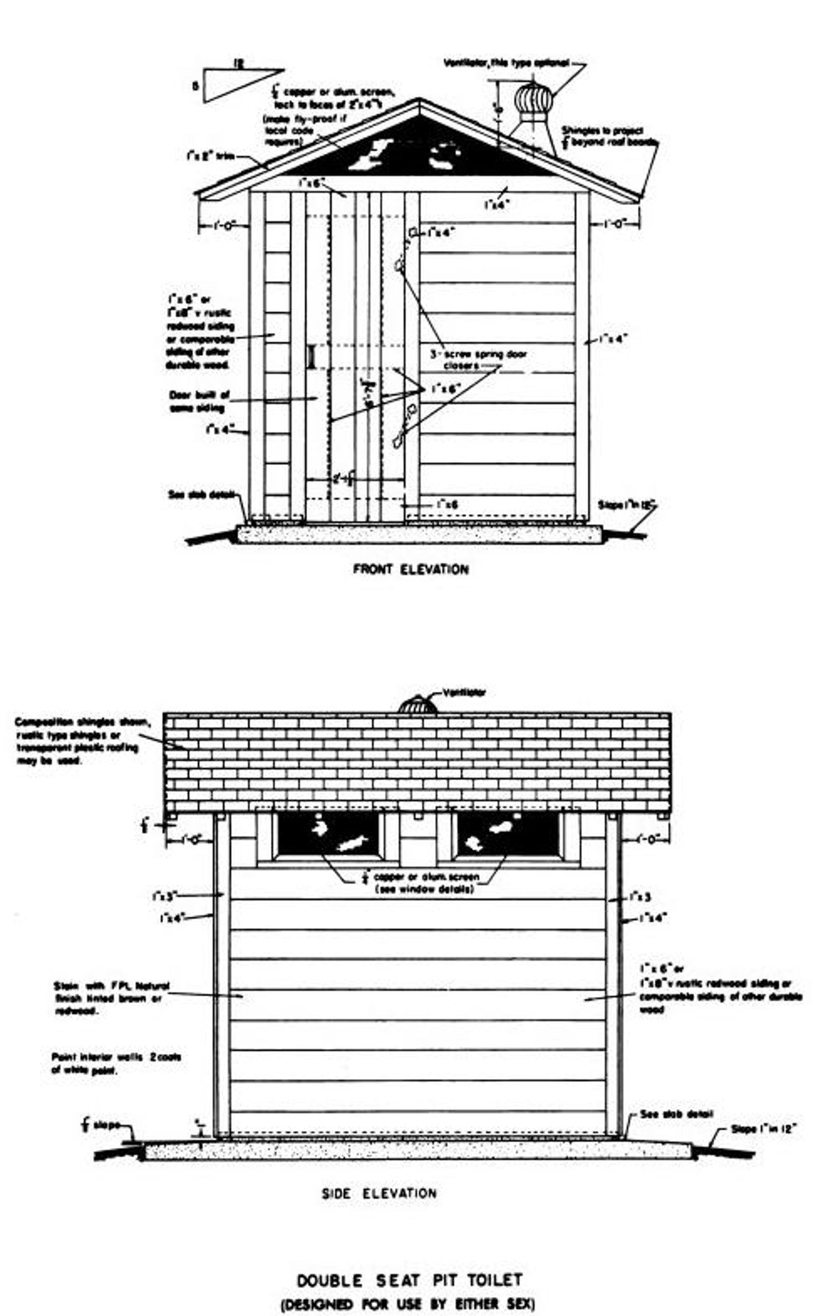 Double Stall Outhouse /two Seat House Plans (PDF, Instant Download ...