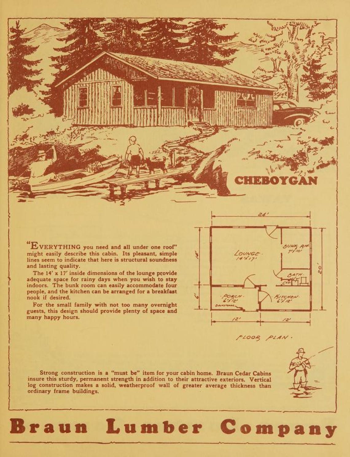 20 Retro Cabin Floor Plans (PDF File, From 1949 Catalogue "braun Cedar ...