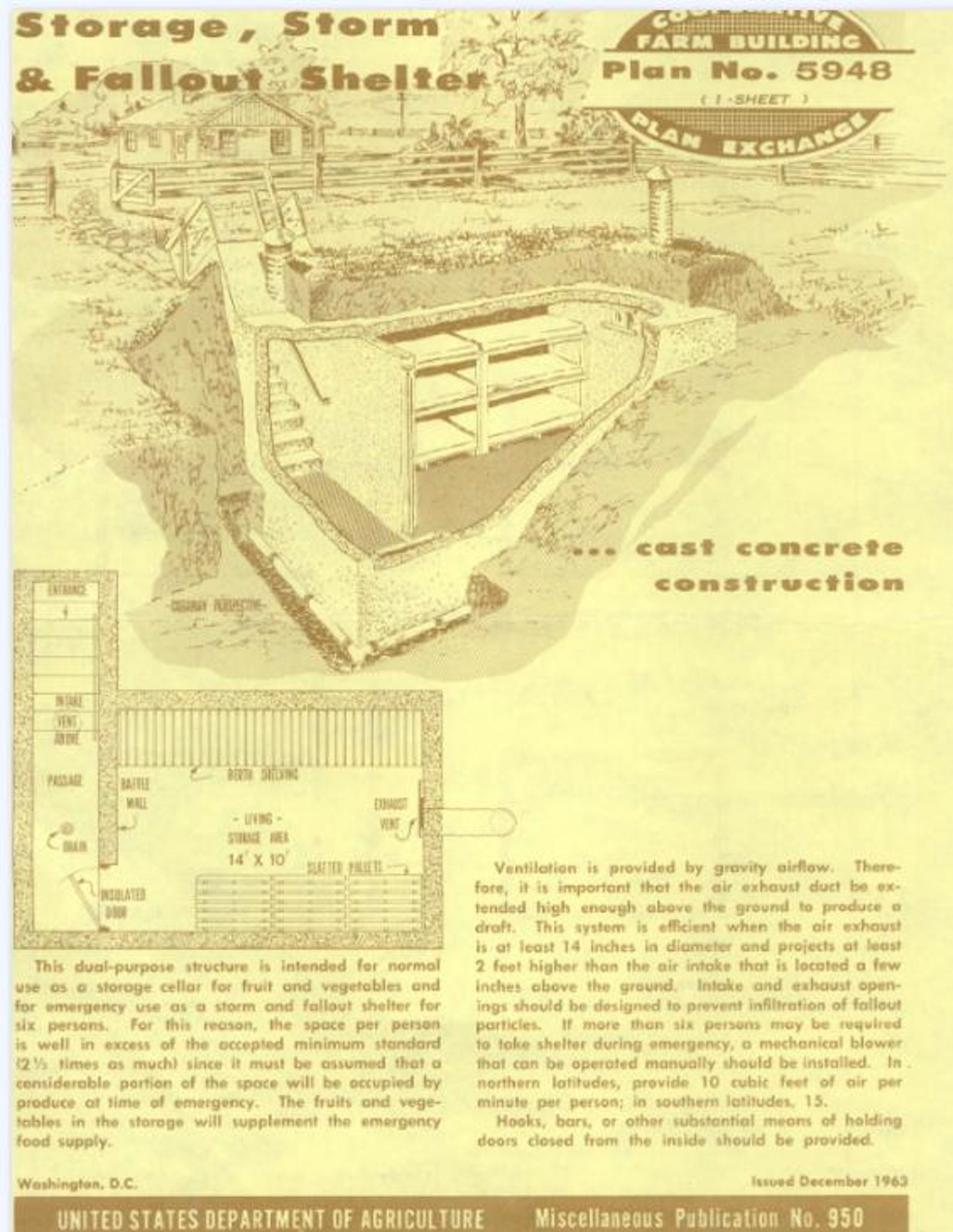 Vintage Storm Shelter Plans & Blueprint (PDF Instant Download, 3 Pp ...