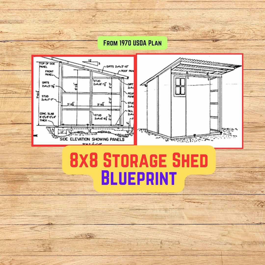 8'x8' Shed Blueprint Plans (PDF Instant Download, 2-page Blueprint ...