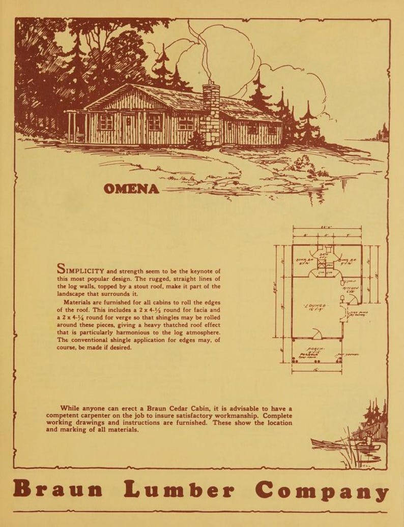 20 Retro Cabin Floor Plans (PDF File, From 1949 Catalogue "braun Cedar ...