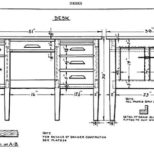 Vintage Desk Building Plans, 10 Woodworking Designs/blueprints (PDF ...