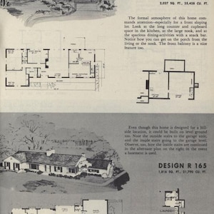 30 FLOORPLANS for Split-level or Hillside Homes (pdf File, Downloadable ...