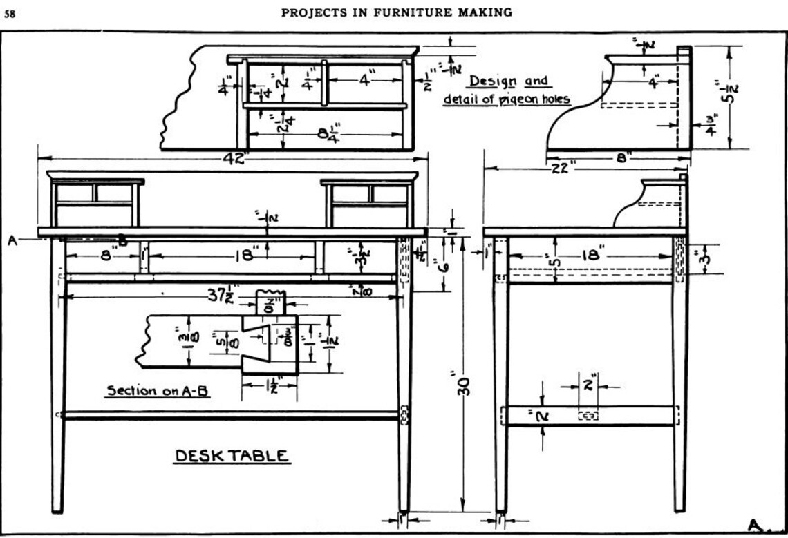Vintage Desk Building Plans, 10 Woodworking Designs/blueprints PDF ...