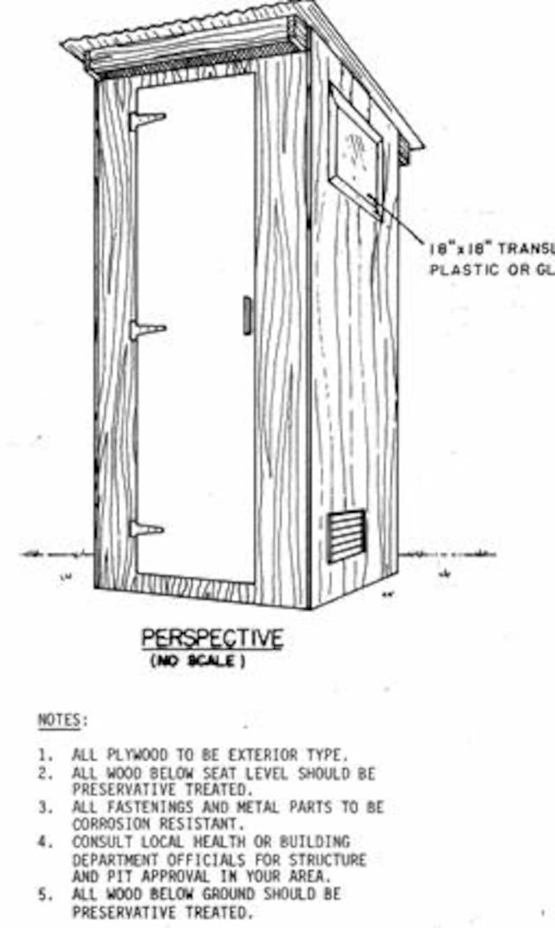 DIY Pit Privy Outhouse Plans (PDF, 1 Page Blueprint, From 1968 USDA ...