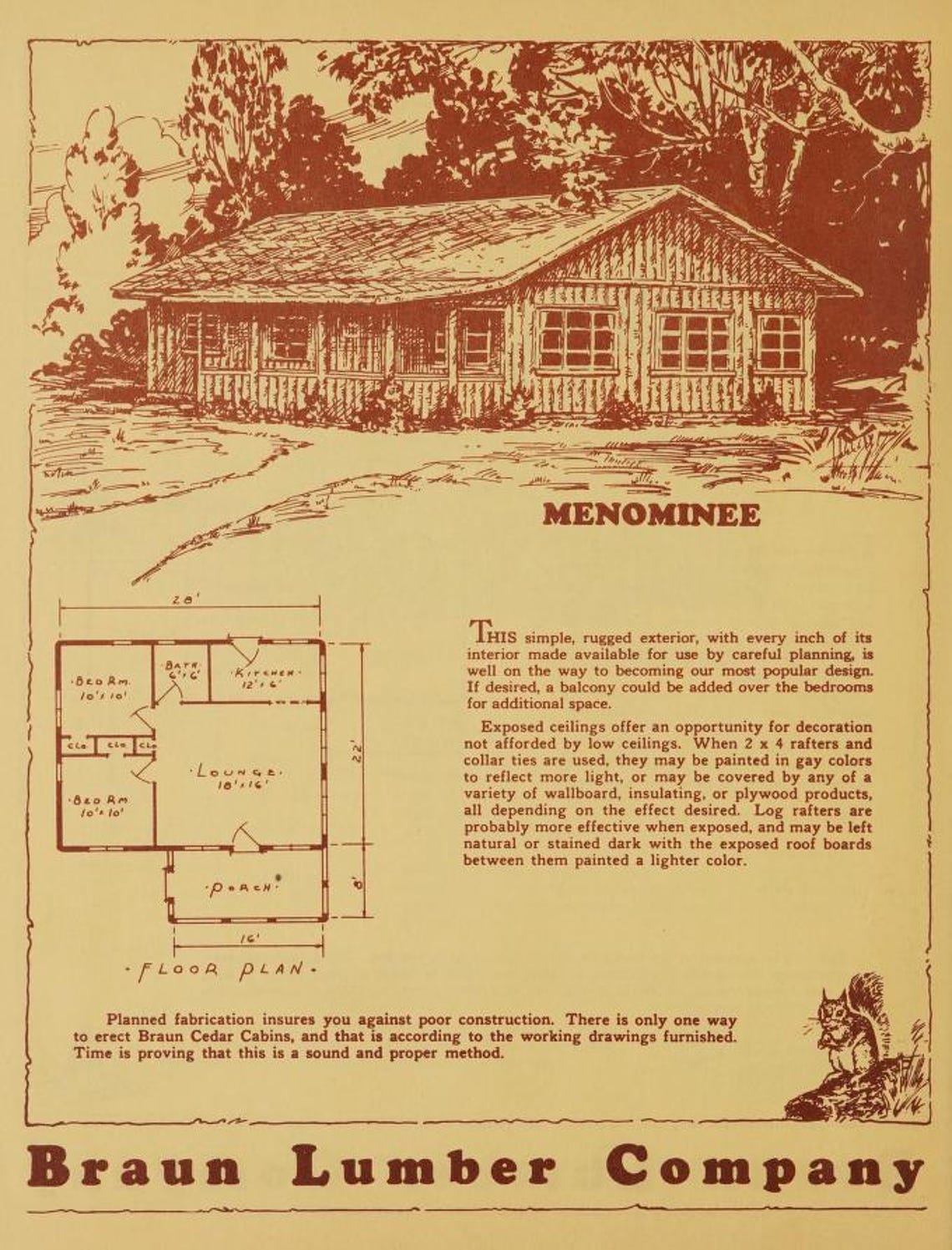 20 Retro Cabin Floor Plans (PDF File, From 1949 Catalogue "braun Cedar ...