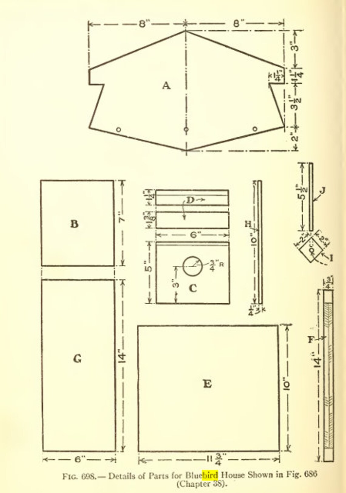 Classic Bird House Blueprints for Wrens, Robins, Woodpeckers, Bluebirds ...