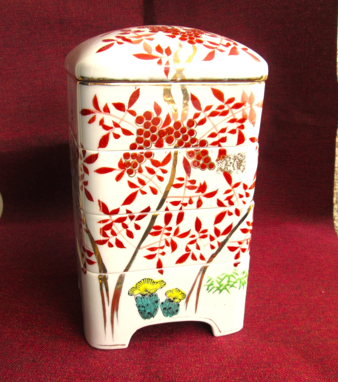Vintage Large Japanese Real Porcelain Jubako Bento Box Mid Century ...