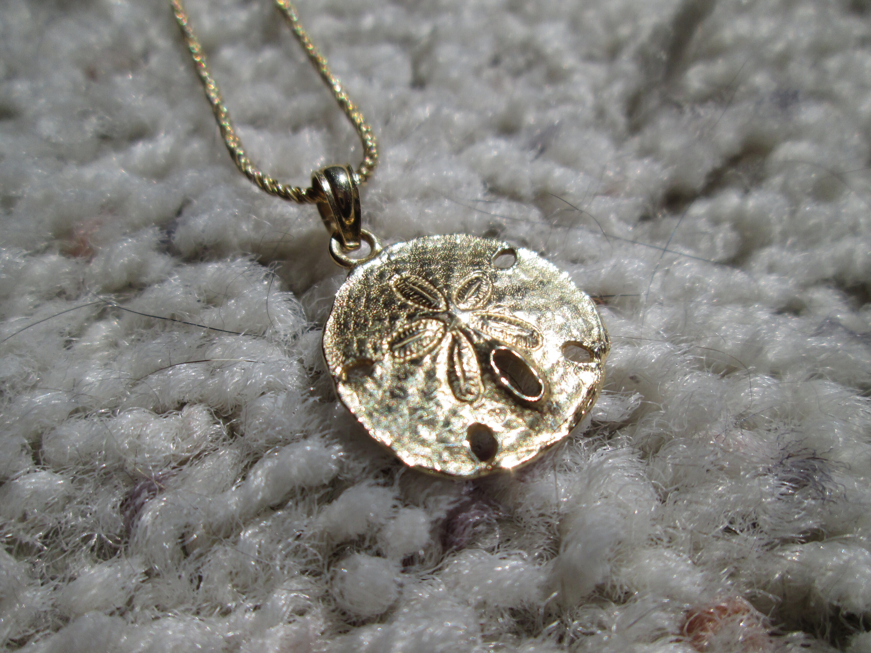 14 K Gold Sand Dollar Solid Pendant With Fancy Chain 17 Inches - Etsy