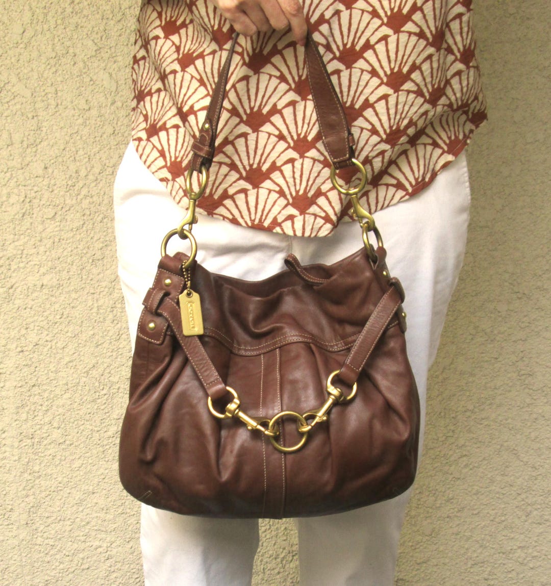Coach Smooth Leather Chocolate Brown Slouchy Hobo/shoulder Bag/purse ...