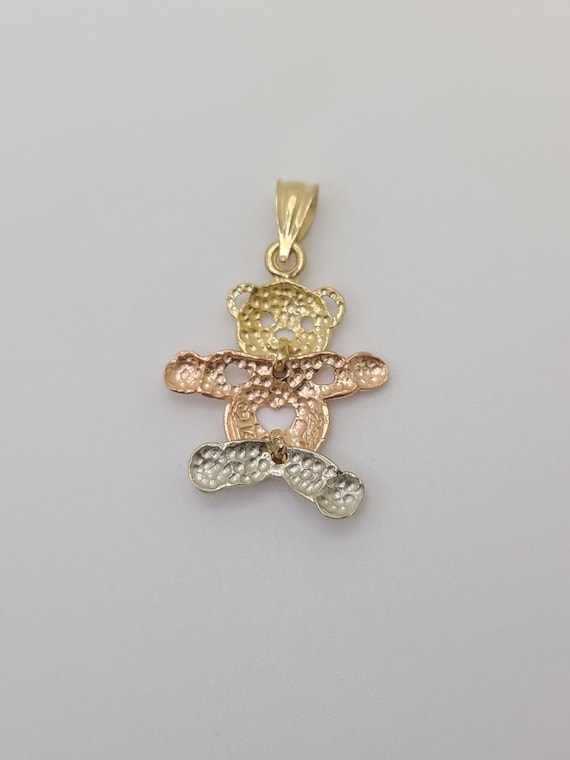 Vintage 14k Tri-Color Solid Gold Teddy Bear Pendant … - Gem