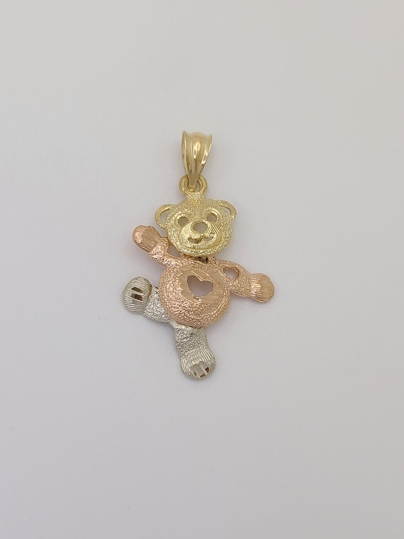 Vintage 14k Tri-Color Solid Gold Teddy Bear Pendant … - Gem