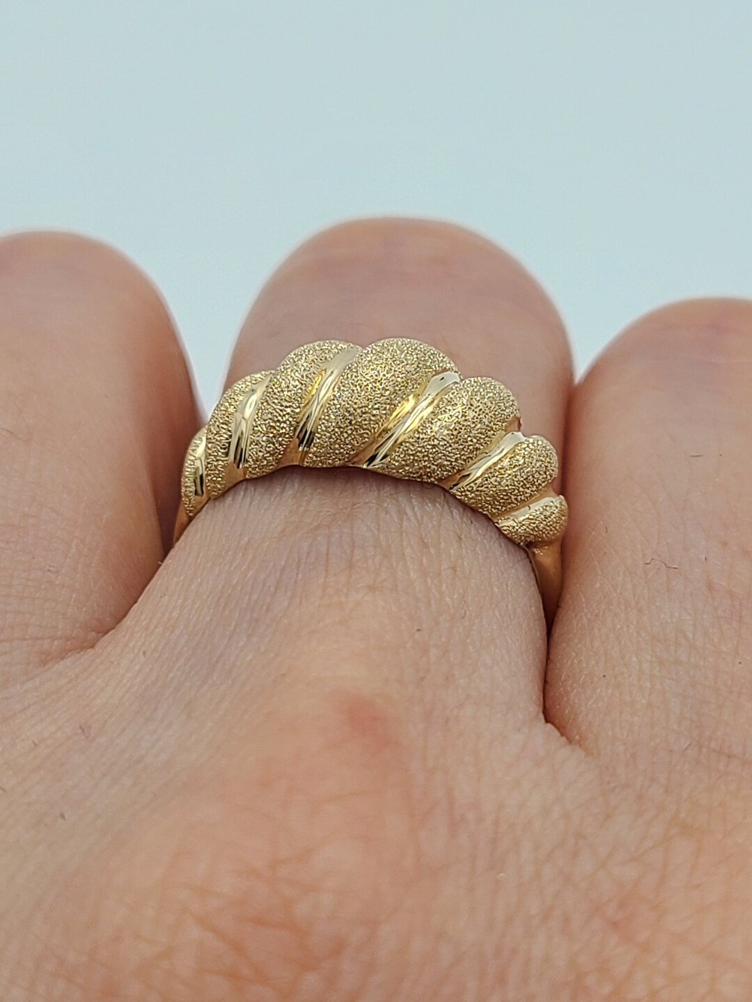 Vintage 14k Yellow Gold Wave Dome Croissant Ring - Etsy