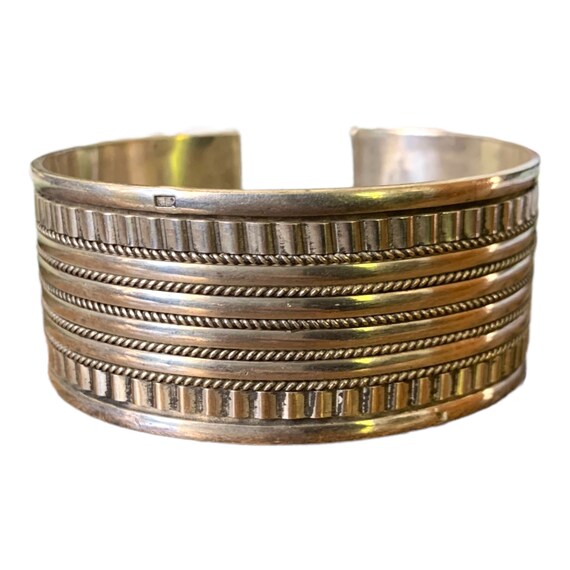 HEAVY Art Nouveau 800 Hallmarked Silver Wide Cuff Bra… - Gem