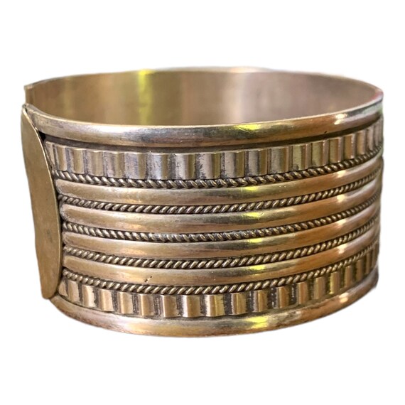 HEAVY Art Nouveau 800 Hallmarked Silver Wide Cuff Bra… - Gem