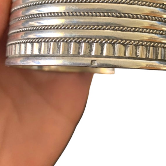 HEAVY Art Nouveau 800 Hallmarked Silver Wide Cuff Bra… - Gem