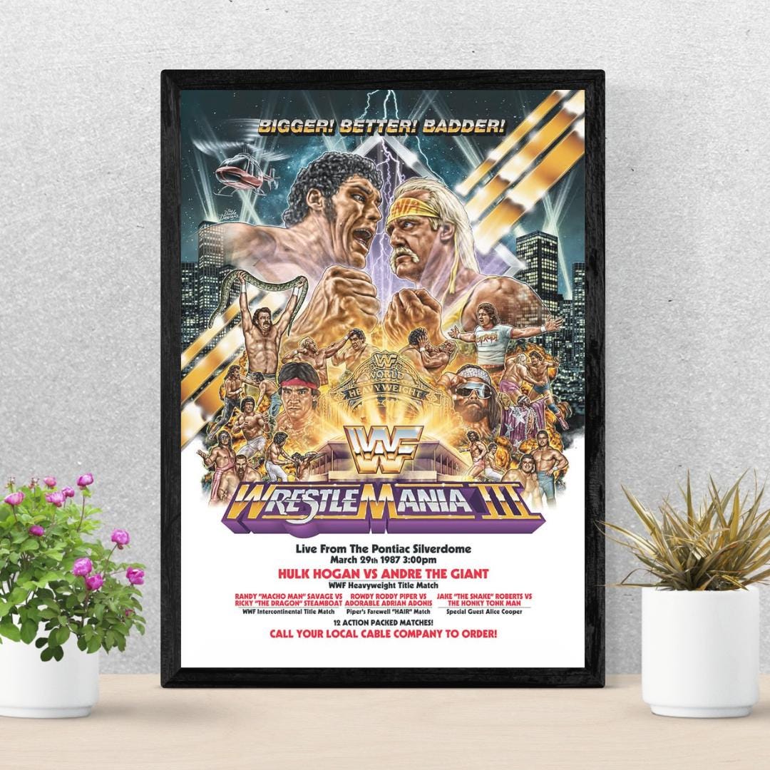 Wrestlemania III Poster | Wrestler | A4 & A3 Wall Art | WWE / WWF ...