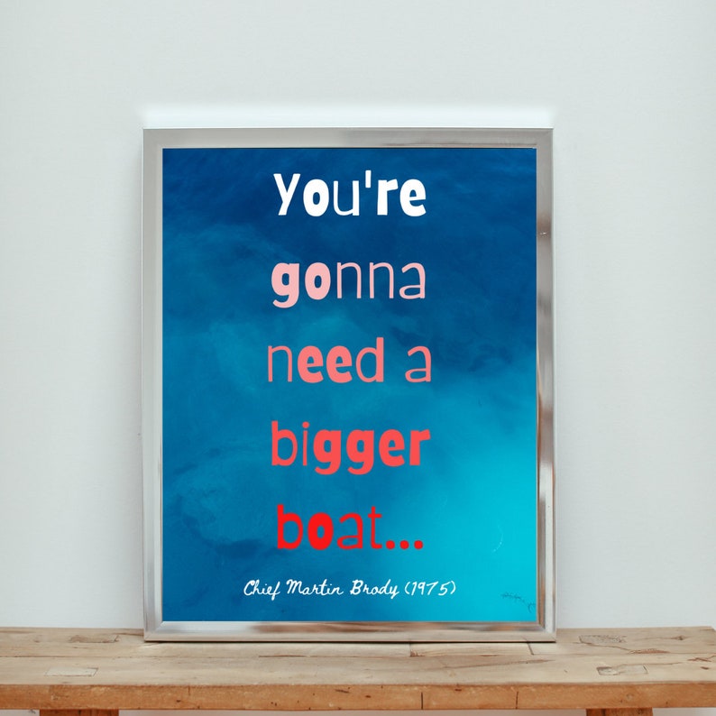 Jaws Film Poster | Quote From Movie | A4 & A3 Wall Art | 70s Cinema ...