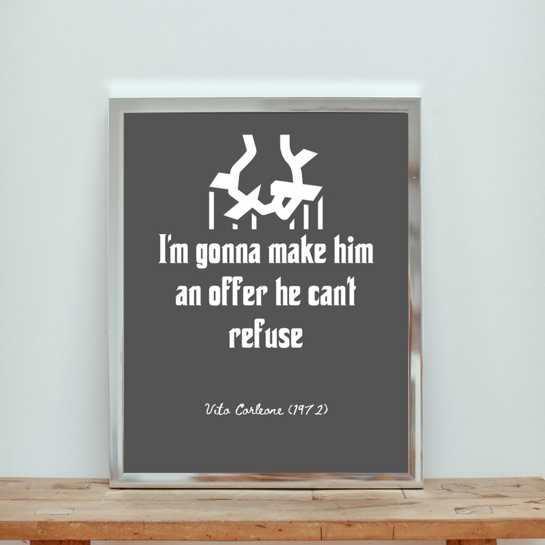 The Godfather Film Poster | Quote From Movie | A4 & A3 Wall Art | 70s ...