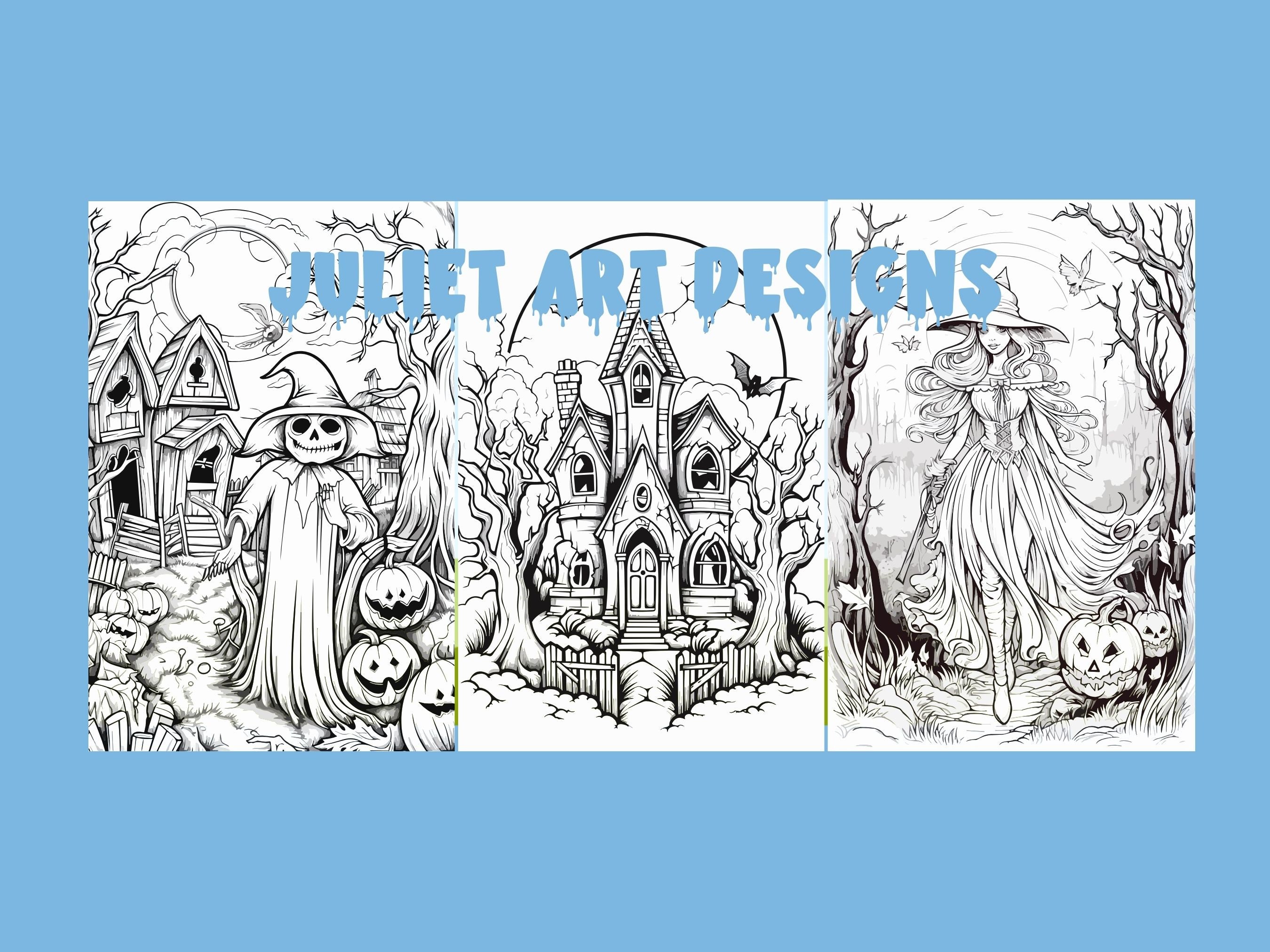 Digital Coloring Book Pages Digital Download Halloween - Etsy