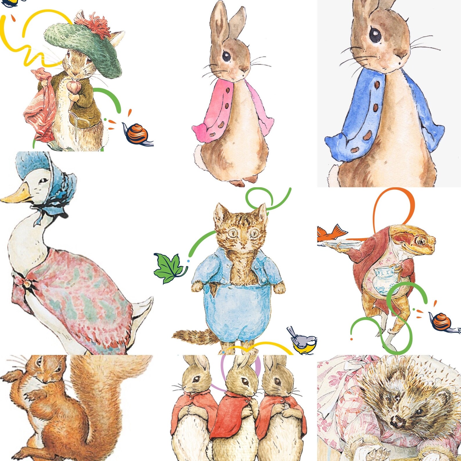 Beatrix Potter Vinyl Printed Sticker Set 9pcs - Etsy