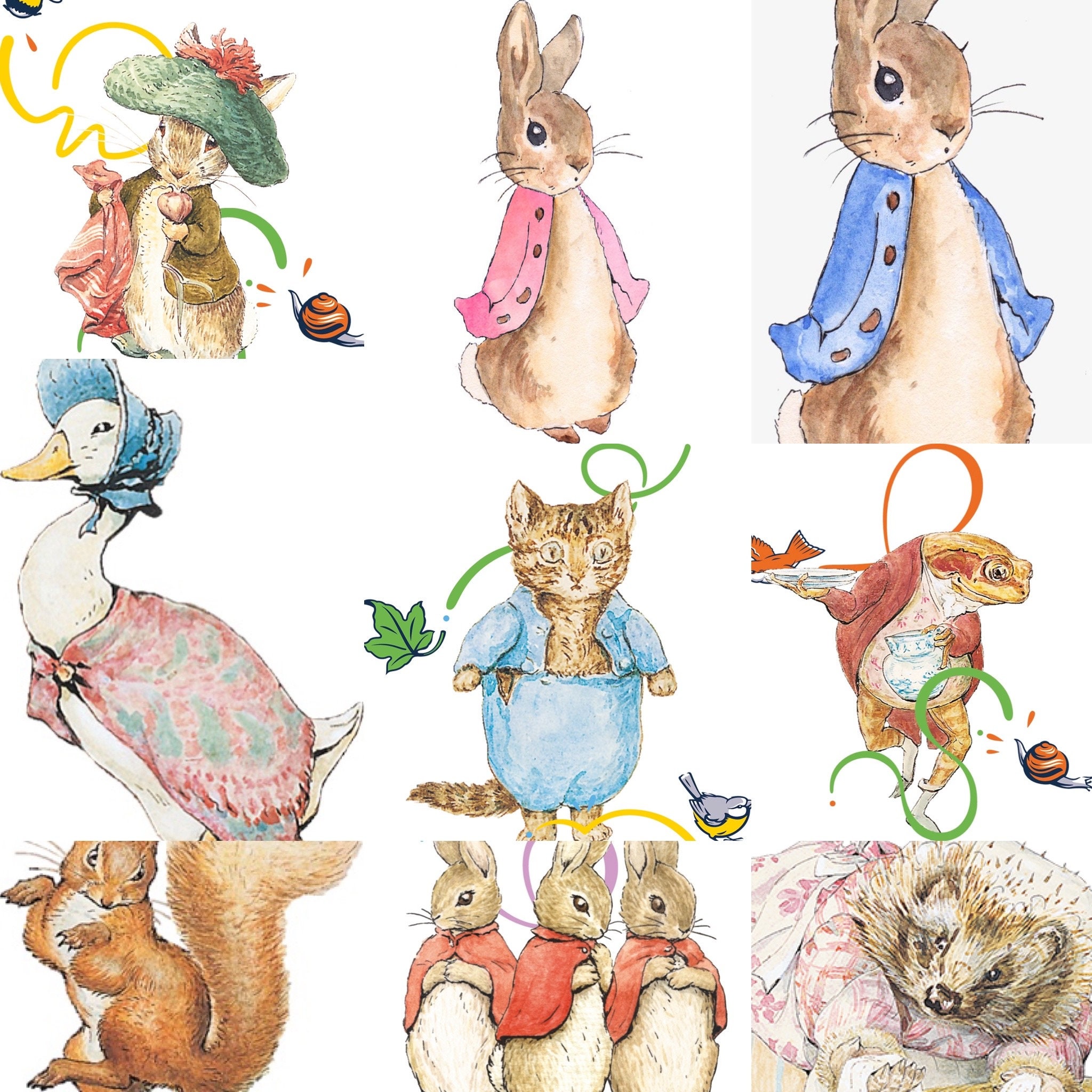 Beatrix Potter Vinyl Printed Sticker Set 9pcs - Etsy
