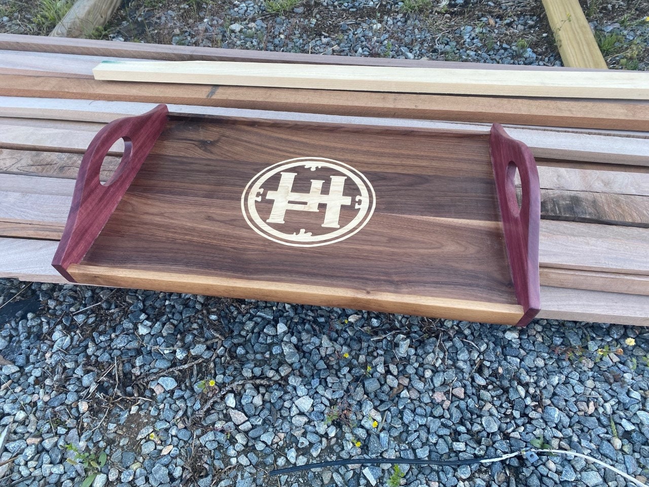 Large Serving Tray With Custom Inlay - Etsy