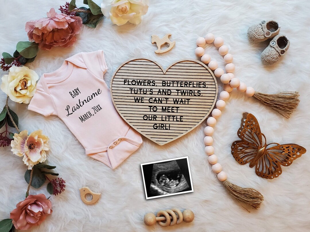 Girl Pregnancy Announcement Digital/ It's a Girl Gender Reveal/ Girl ...