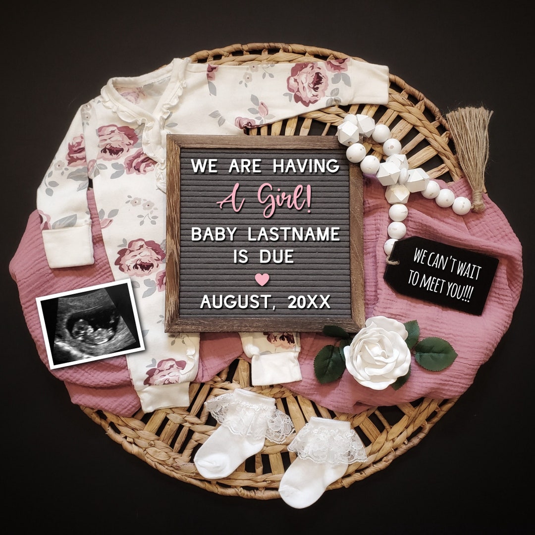 Pregnancy Announcement Template, Baby Girl Announcement, Pregnancy ...