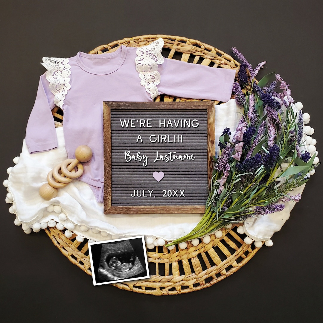 Baby Girl Pregnancy Announcement Digital, It's A Girl Announcement ...