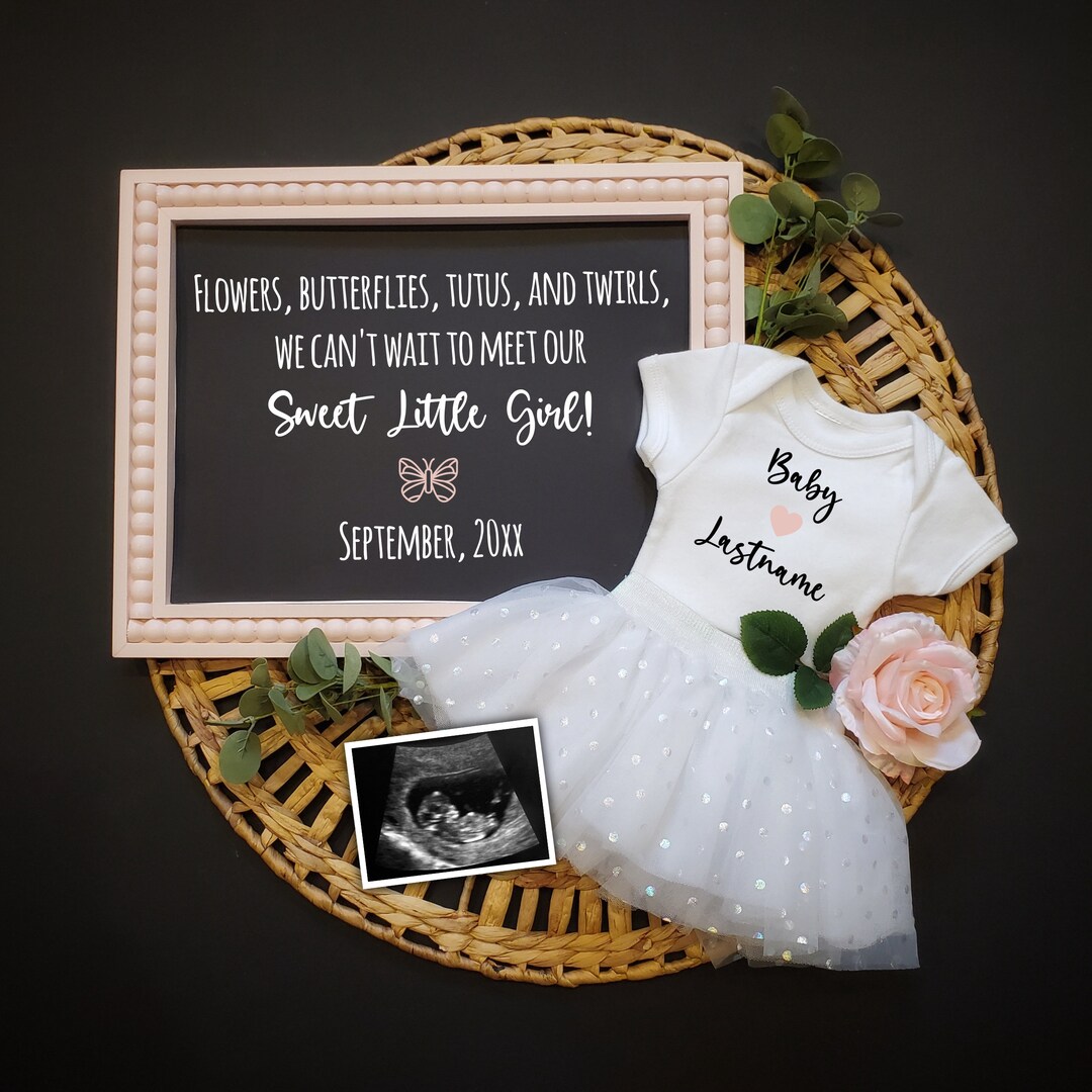 Gender Reveal Announcement Girl, Pregnancy Announcement Girl, Baby Girl ...