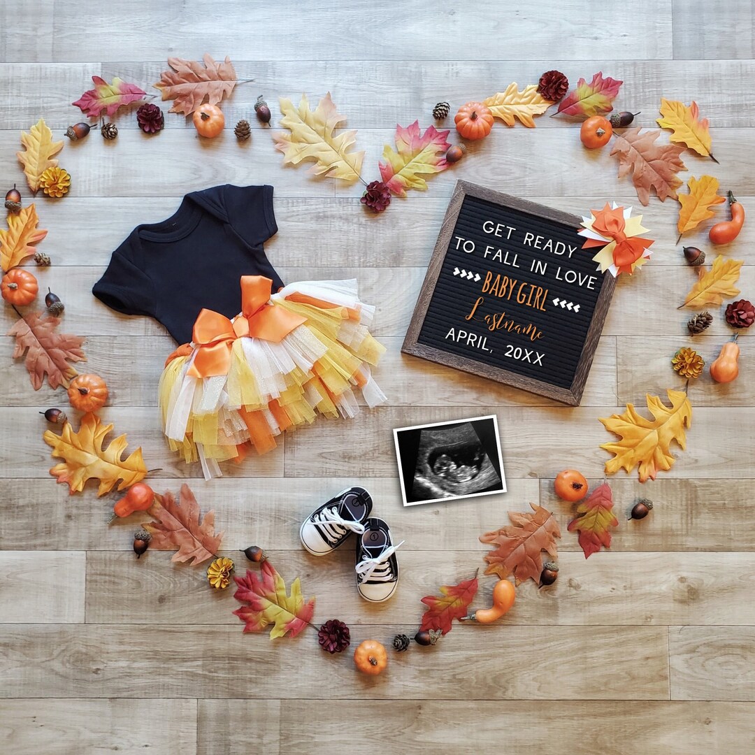Fall Pregnancy Announcement Girl/ Digital Pregnancy Reveal for Social ...