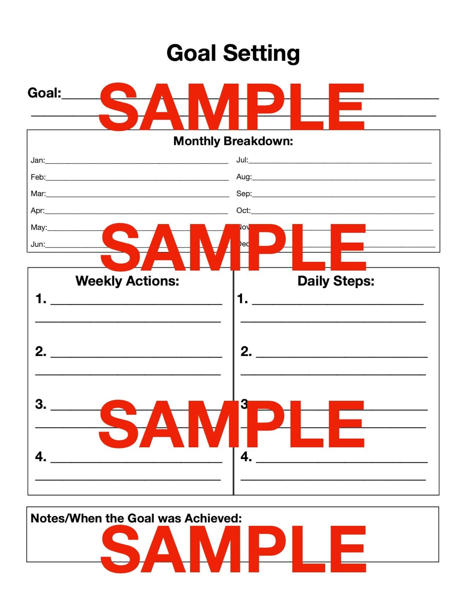 Minimalist Goal Setting Worksheet - Etsy