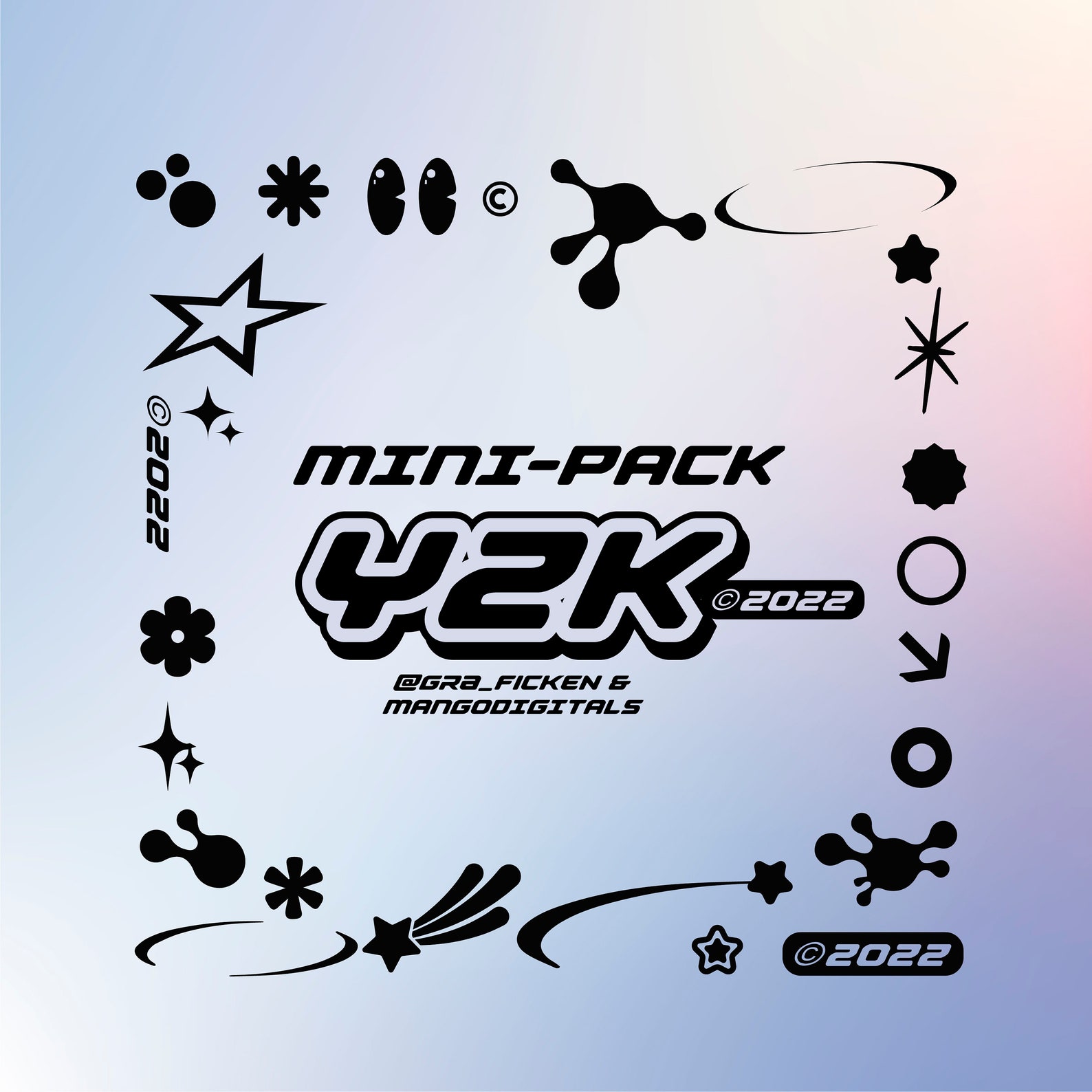 Y2K Mini Vector Package Template, Aesthetic Design for Apparel, Logo ...