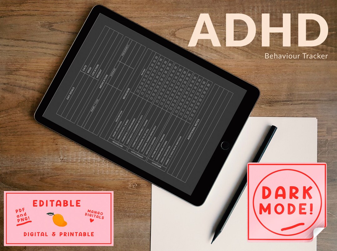 ADHD Behaviour Daily Planner for Goodnotes, Notability, Noteshelf, Xodo ...